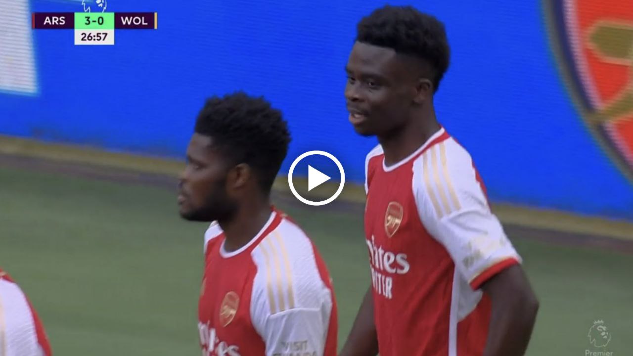 Bukayo Saka scored THIRD goal for Arsenal against Wolves